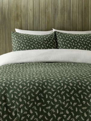 Green Autumn Sprig Sherpa Reverse Duvet Set | Home | George at ASDA