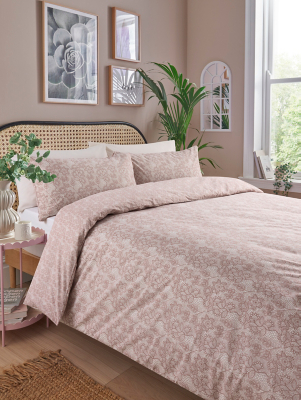 Pink Floral Lace Reversible Duvet Set | Home | George at ASDA