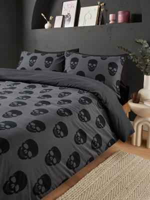 Grey Shadow Skulls Reversible Duvet Set | Home | George at ASDA