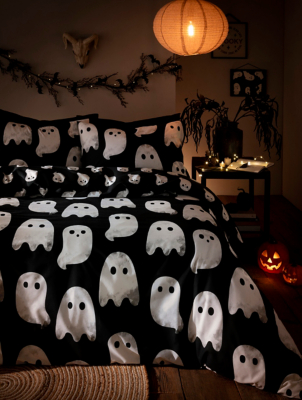 Black Halloween Ghost Reversible Duvet Set | Home | George at ASDA