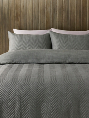 Grey Texture Print Pinsonic Reversible Duvet Set | Home | George at ASDA