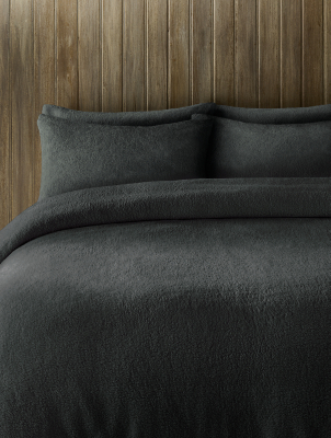 Charcoal Plain Teddy Reversible Duvet Set | Home | George at ASDA