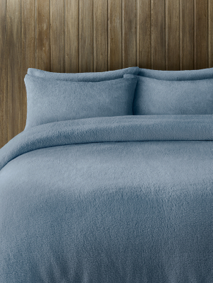 Light Blue Plain Teddy Reversible Duvet Set | Home | George at ASDA