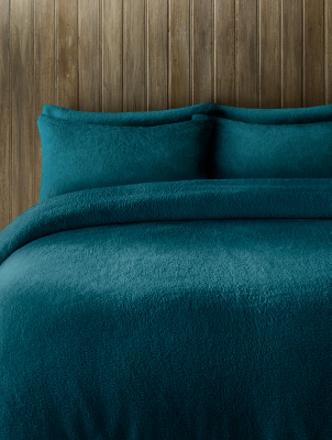 Lagoon Blue Teddy Plain Reversible Duvet Set | Home | George at ASDA