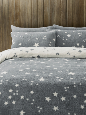 Grey Star Print Teddy Reversible Duvet Cover Set | Home | George at ASDA