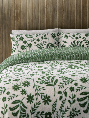 Green Floral Print Teddy Reversible Duvet Set | Home | George at ASDA