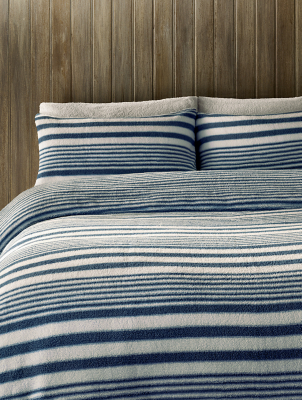 Blue Stripe Print Teddy Reversible Duvet Set | Home | George at ASDA