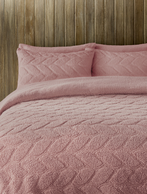 Pink Carved Teddy Reversible Duvet Set | Home | George at ASDA