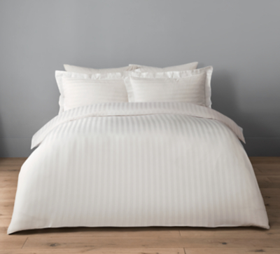 White 100% Cotton Sateen Stripe Duvet Set | Home | George at ASDA