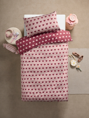 Pink Heart Print Reversible Duvet Set | Home | George at ASDA