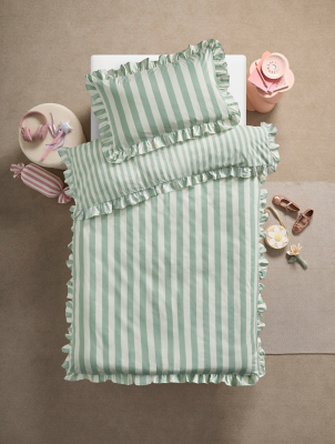 Green Patchwork Frill Trim Reversible Duvet Set | Home | George at ASDA