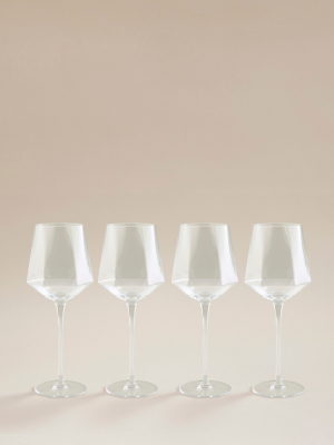 Clear Hexagonal Wine Glass - Set of 4 | Home | George at ASDA