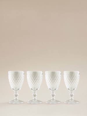 Clear Diamond Wine Glass - Set of 4 | Home | George at ASDA