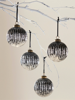 Silver Glass Baubles - Set of 4 | Christmas | George at ASDA