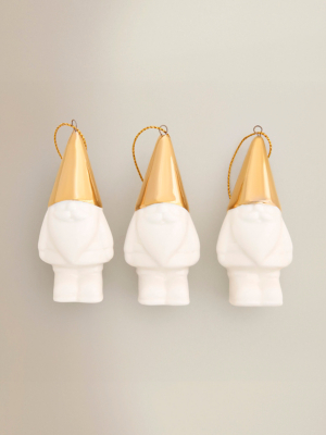 White & Gold Ceramic Gonk Baubles - Set of 3 | Christmas | George at ASDA