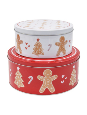 Gingerbread Red & White Cake Tin - Set of 2 | Home | George at ASDA