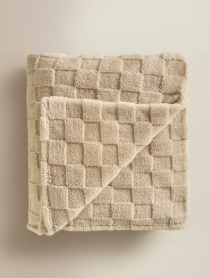 Beige Super-Soft Checkerboard Blanket | Home | George at ASDA