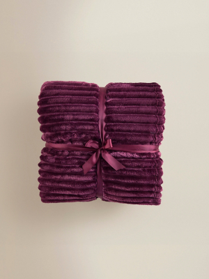 Burgundy Super-Soft Ribbed Blanket | Home | George at ASDA