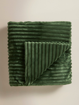 Dark Green Super-Soft Ribbed Blanket | Home | George at ASDA