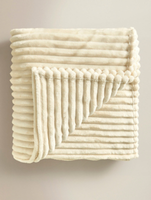 Cream Super-Soft Ribbed Blanket | Home | George at ASDA