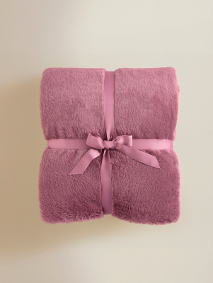 Dust Pink Plain Faux Fur Blanket | Home | George at ASDA