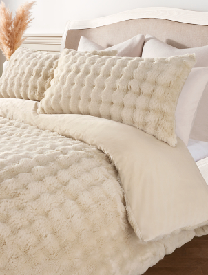 Stacey Solomon Natural Bobble Faux Fur Duvet Set | Home | George at ASDA