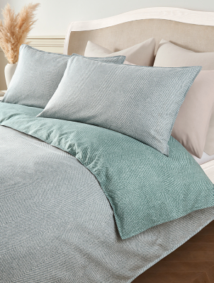 Stacey Solomon Green Herringbone Brushed Cotton Duvet Set | Home ...
