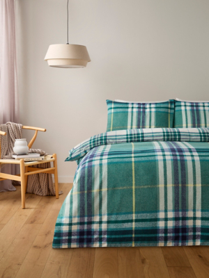 Green Brushed Cotton Check Reversible Duvet Set | Home | George at ASDA