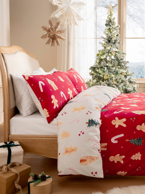 Red Christmas Gingerbread Reversible Duvet Set | Home | George at ASDA