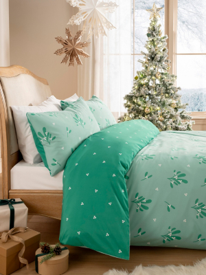 Green Mistletoe Print Reversible King Duvet Set | Home | George at ASDA