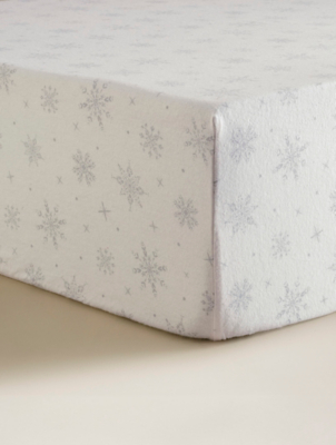 Christmas Snowflake Brushed Cotton Fitted Sheet | Home | George at ASDA