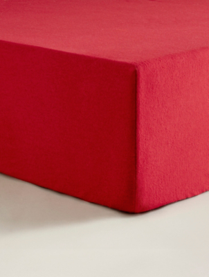 Red Plain Brushed Cotton Fitted Sheet | Home | George at ASDA