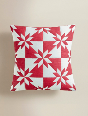 Red & White Patchwork Star Cushion | Home | George at ASDA