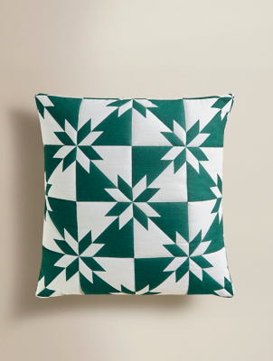 Green & White Patchwork Star Cushion | Home | George at ASDA