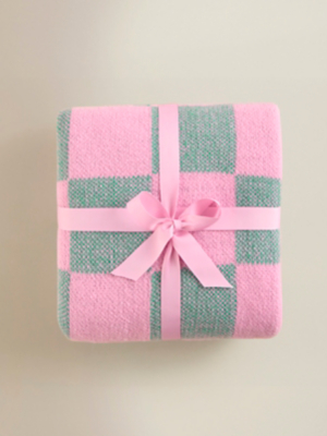 Pink & Green Knitted Checkerboard Throw | Home | George at ASDA