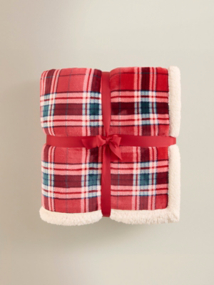 Red & White Christmas Festive Sherpa Throw | Home | George at ASDA