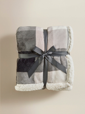 Mono Checked Sherpa Throw | Home | George at ASDA