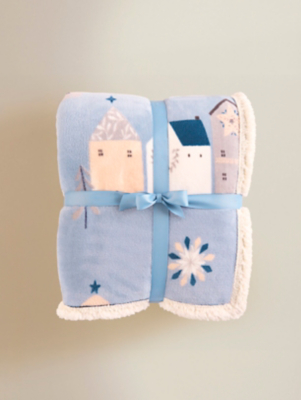 Blue Christmas Houses Super-Soft Throw | Home | George at ASDA