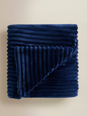 Navy Super-Soft Ribbed Blanket | Home | George at ASDA