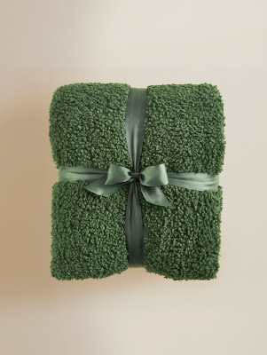 Dark Green Soft-Touch Boucle Extra Large Throw | Home | George at ASDA