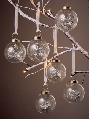 Silver Snowflake Baubles - Set of 6 | Christmas | George at ASDA
