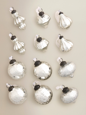 Silver-Tone Glass Baubles - Set of 12 | Christmas | George at ASDA