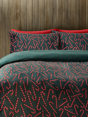 Green Christmas Candy Cane Reversible King Duvet Set | Home | George at ...