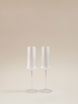 Clear Ribbed Champagne Flute Glass | Home | George at ASDA