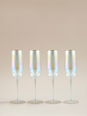 Iridescent Ribbed Champagne Glass - Set of 4 | Home | George at ASDA
