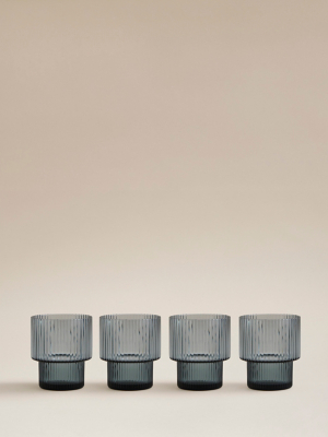 Blue Stacking Ribbed Mixer Glass - Set of 4 | Home | George at ASDA