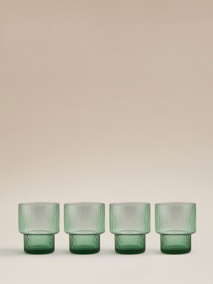 Green Stacking Ribbed Mixer Glass - Set of 4 | Home | George at ASDA