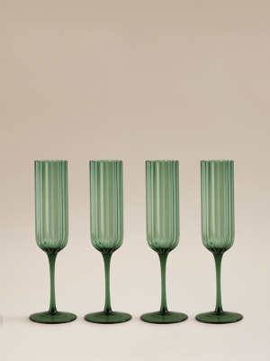 Green Scallop Champagne Glass - Set of 4 | Home | George at ASDA