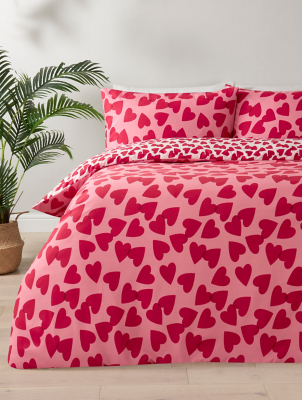 Pink & Red Hearts Print Microfiber Duvet Set | Home | George at ASDA