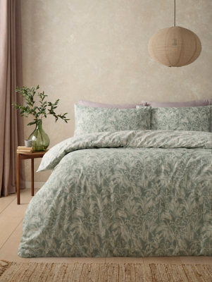 Green Etched Floral Garden Print Easycare Duvet Set | Home | George at ASDA